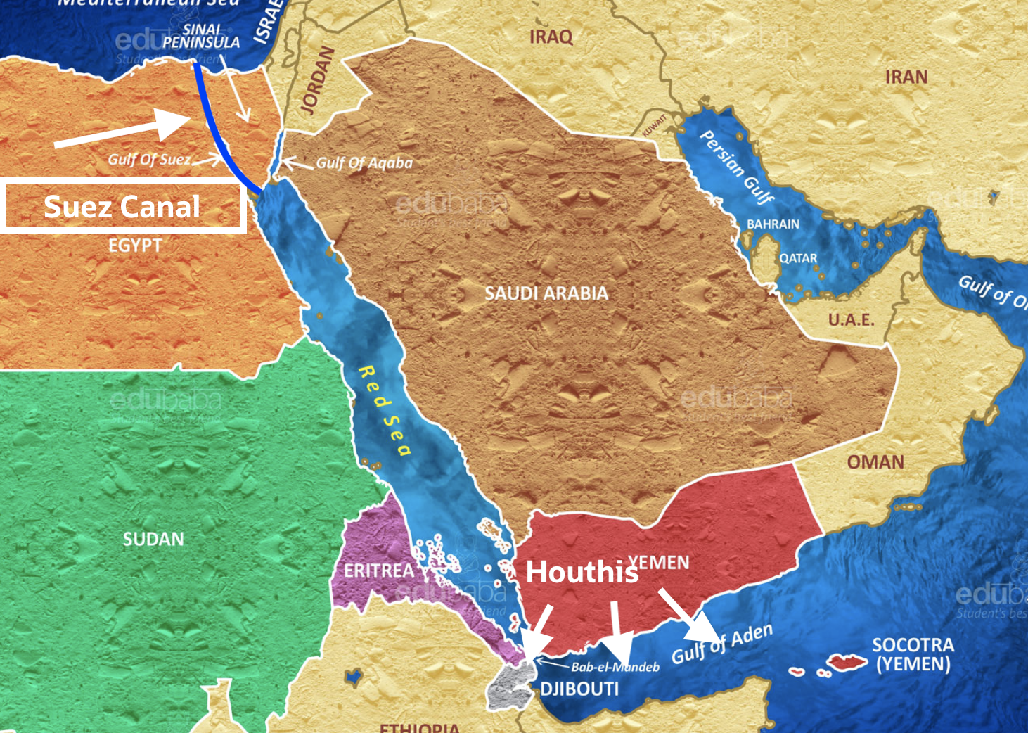 The Houthis + the Suez Canal. – Elephantries